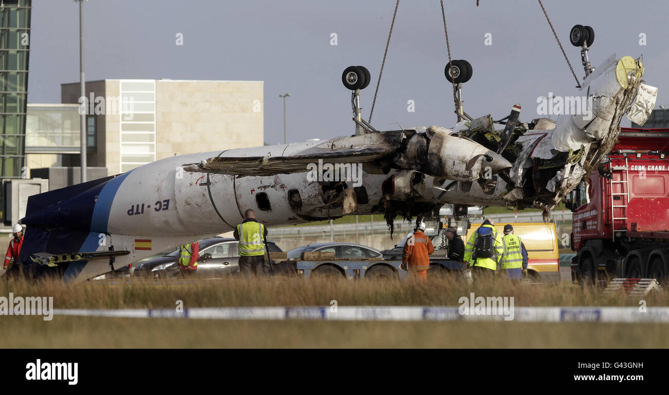 The wreckage of the Manx2 plane in which six people where killed in a ...