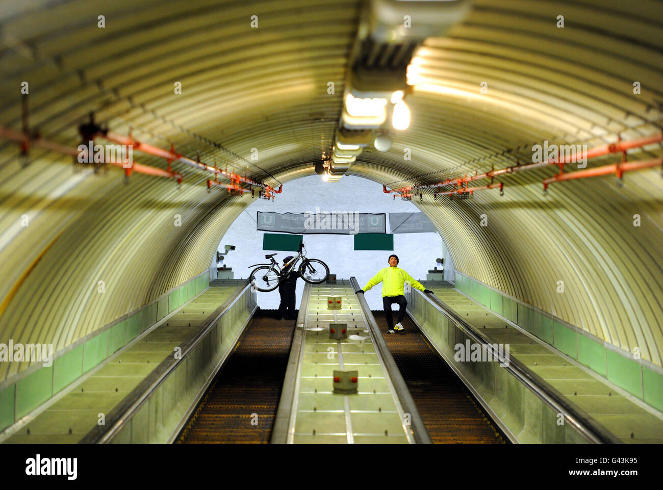 Tyne cyclist and pedestrian tunnels Stock Photo - Alamy