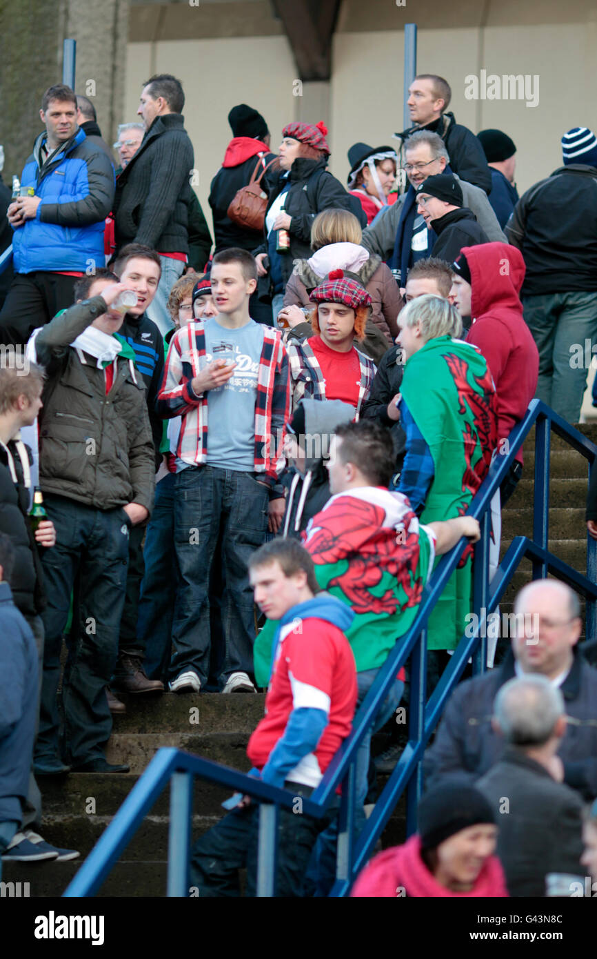 Wales fans outside murrayfield before the match hi-res stock ...