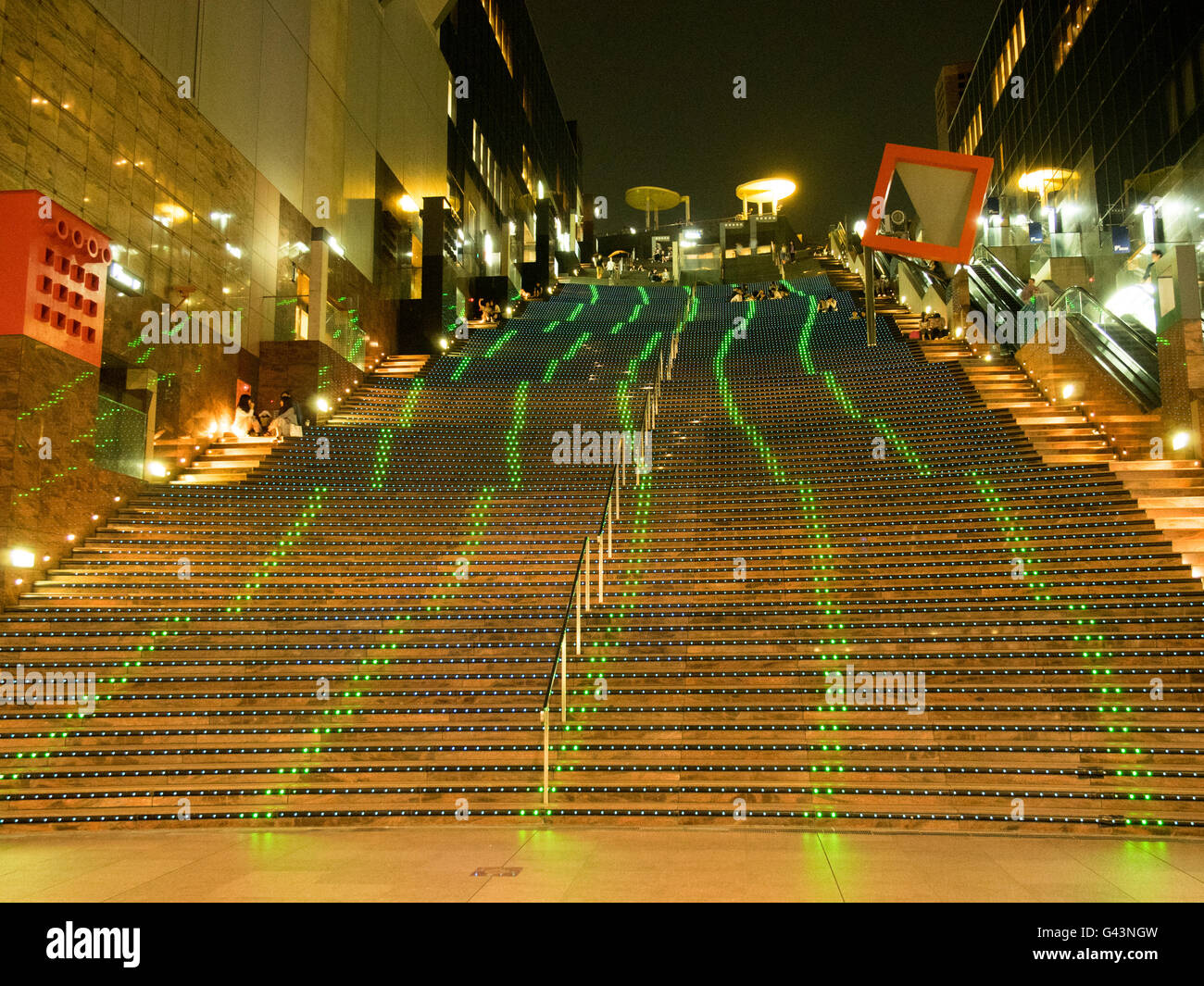 Illuminated stairs at the Kyoto Train Station Stock Photo - Alamy