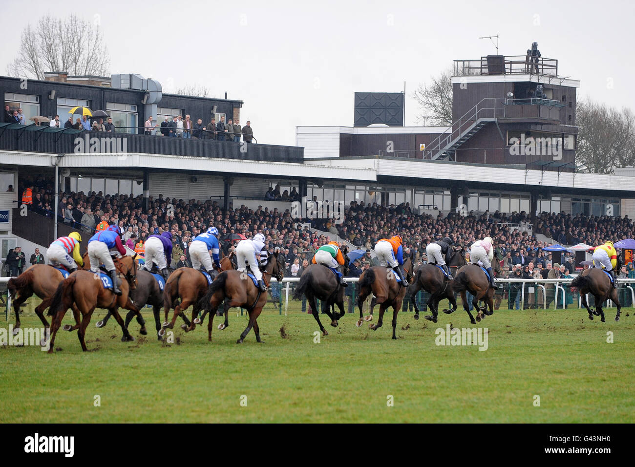 Horse Racing - Huntingdon Racecourse. Runners and riders in the ...