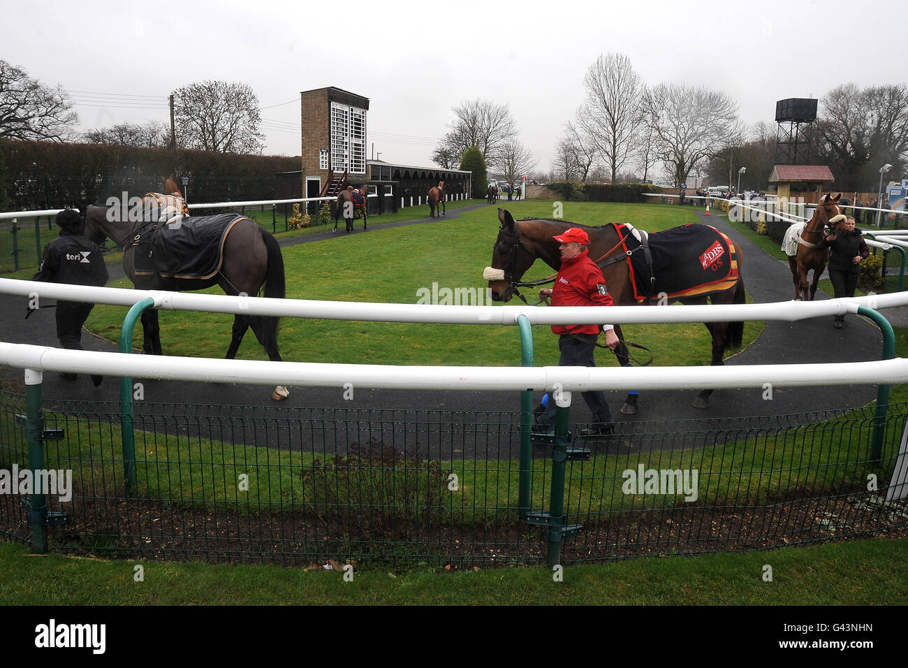 General view of the parade ring at Huntingdon Racecourse Stock Photo ...