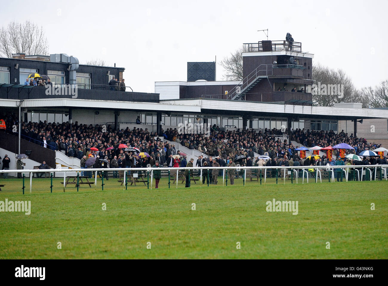 A general view of the grandstand at huntingdon racecourse hi-res stock ...