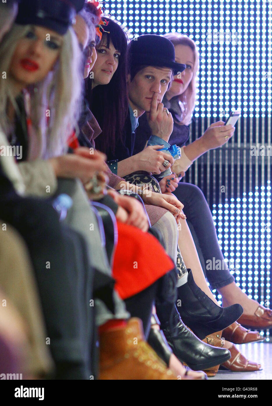Actor Matt Smith on the front row during the Pam Hogg catwalk show as ...