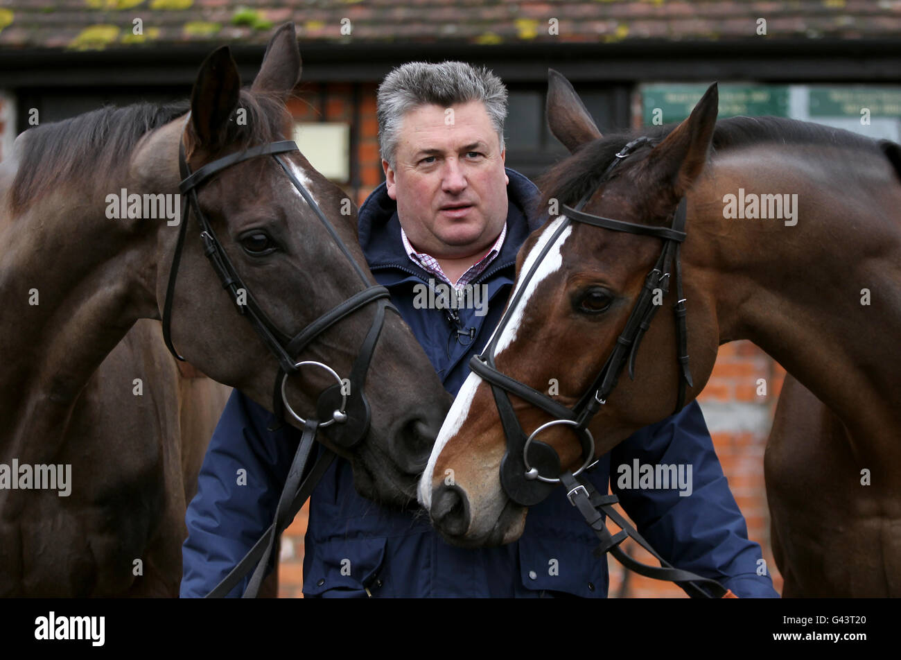 Trainer Paul Nicholls with Denman (left) and Kauto Star (right) at ...