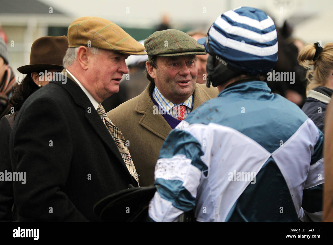 Jockey barry geraghty and trainer nicky henderson hi-res stock ...
