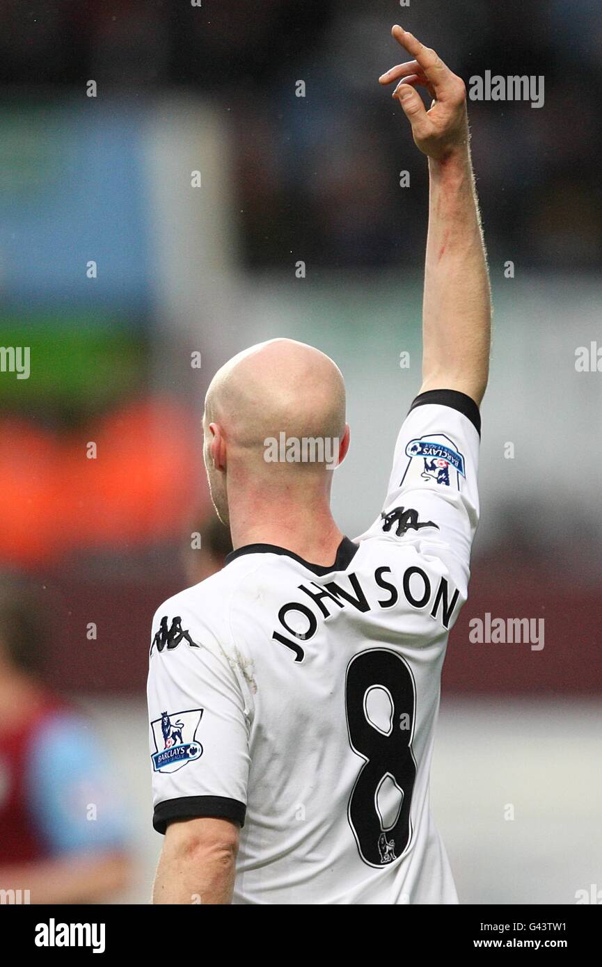 Fulham's Andrew Johnson gestures to the Aston Villa fans after scoring ...
