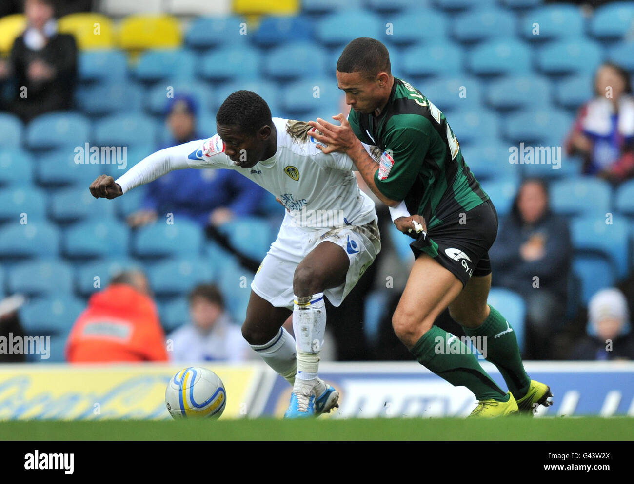 Leeds United's Max Gradel (left) and Coventry City's Jordan Clarke ...