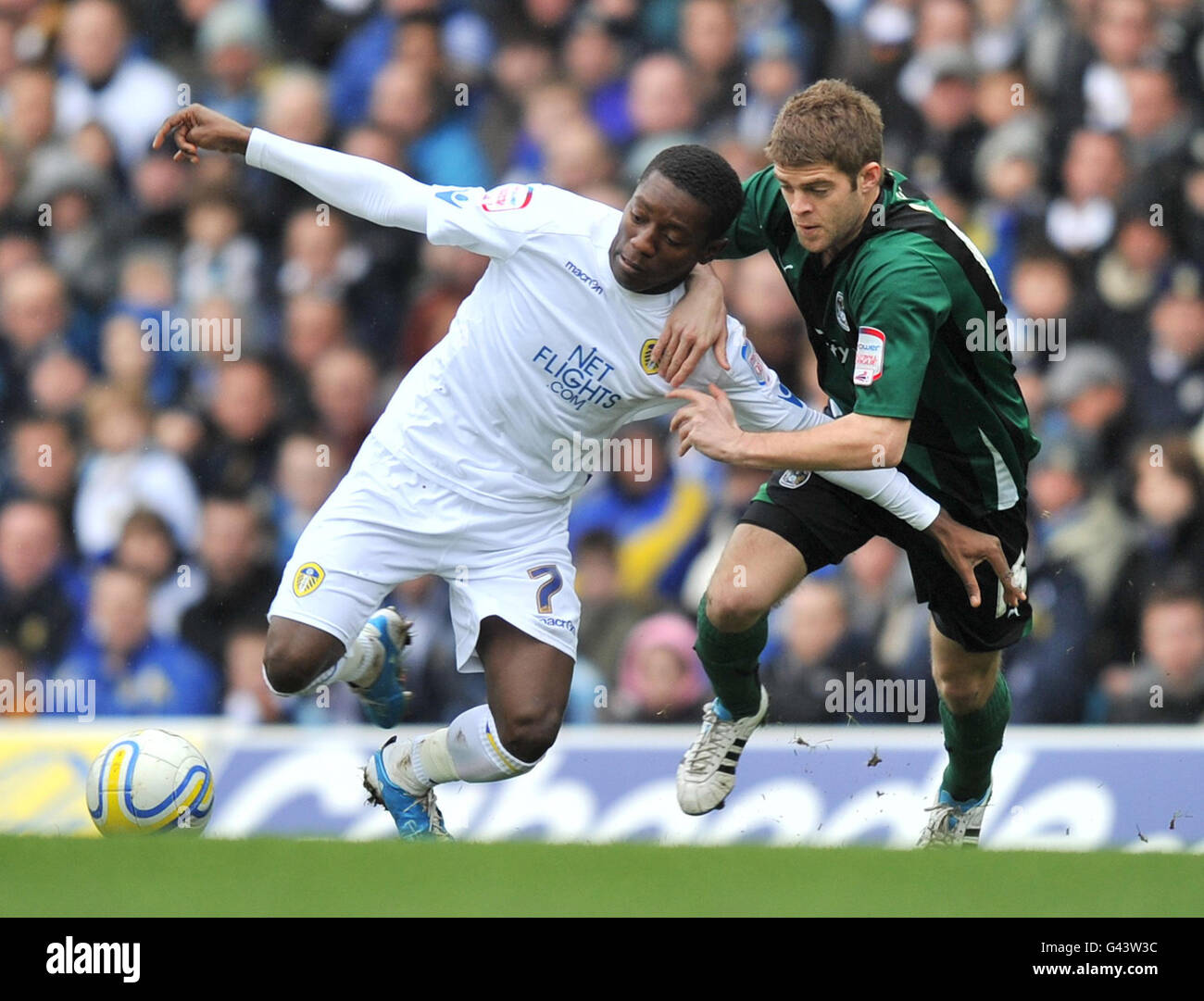 Leeds United's Max Gradel (left) and Coventry City's Martin Cranie ...