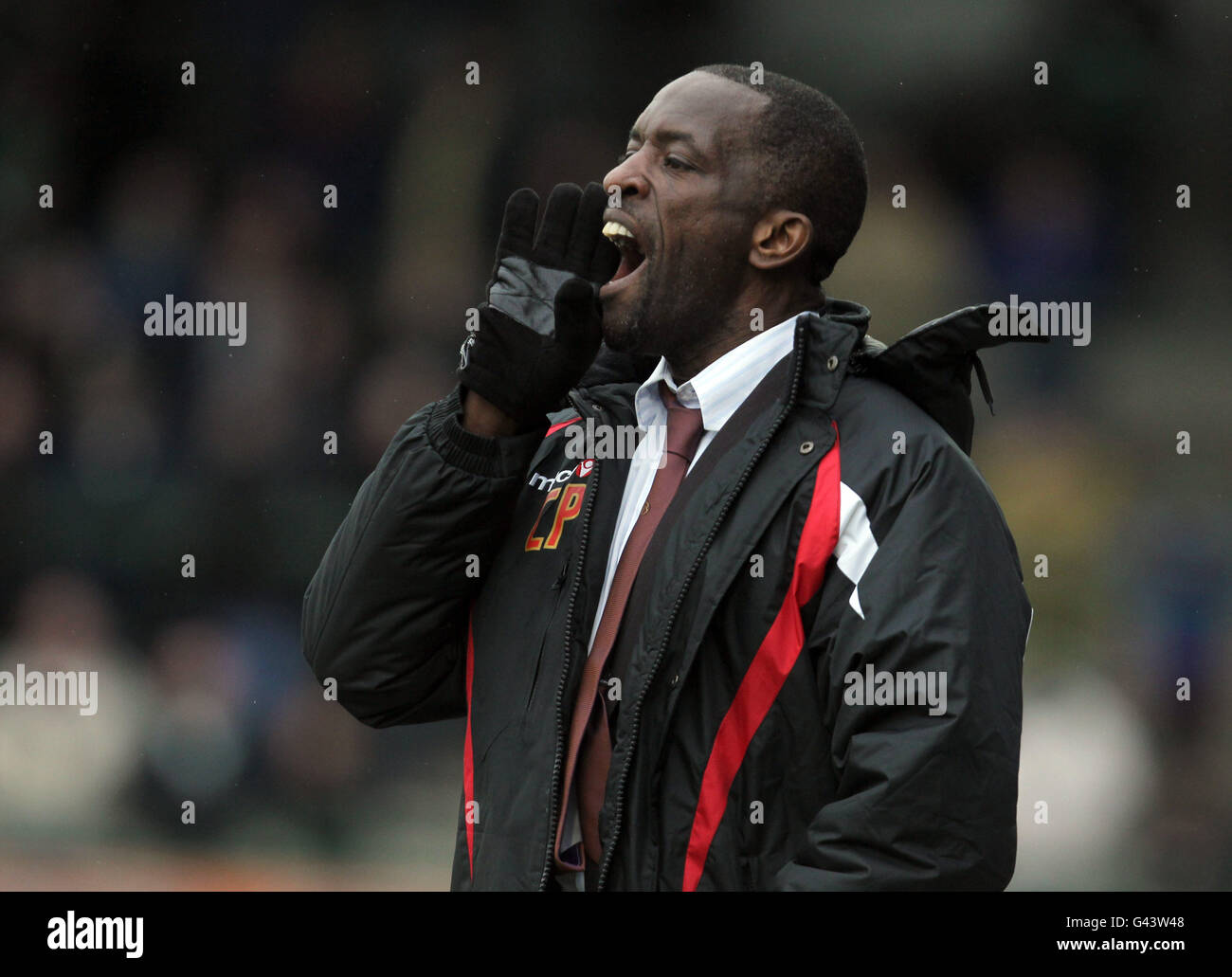 Charlton Athletic manager Chris Powell shouts from the sidelines during ...