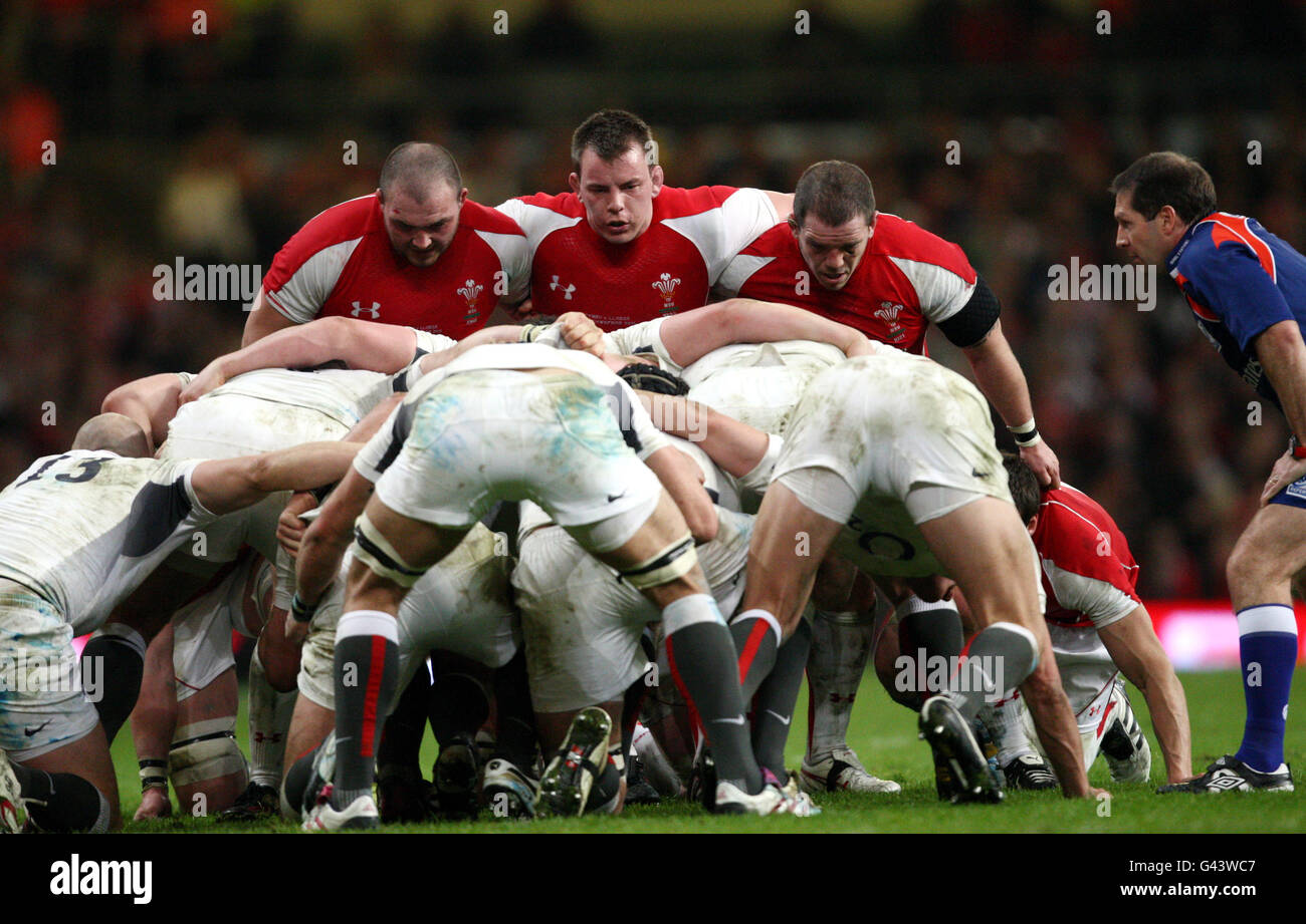 Wales' front row (from left) Craig Mitchell, Matthew Rees and Paul ...