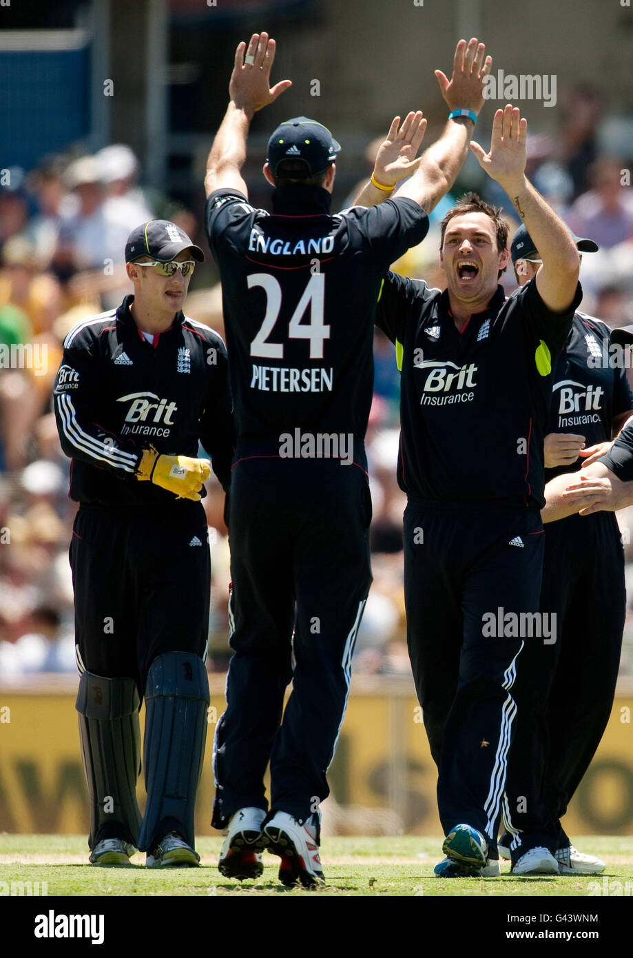 England's Michael Yardy celebrates dismissing Australian captain ...