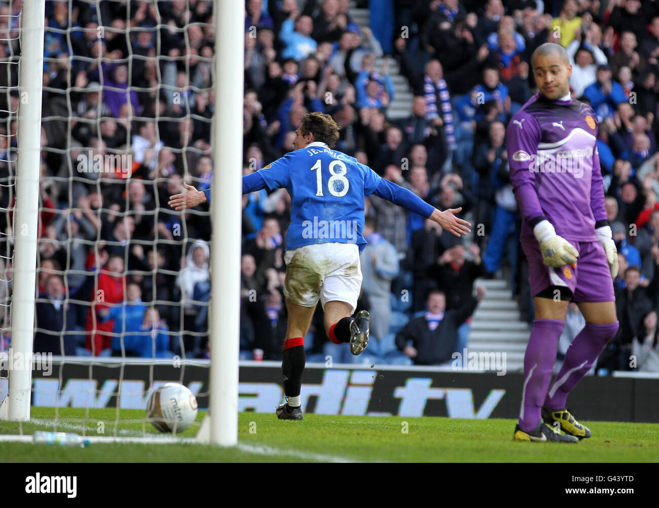 Soccer rangers full length celebrating mangpa hi-res stock photography ...