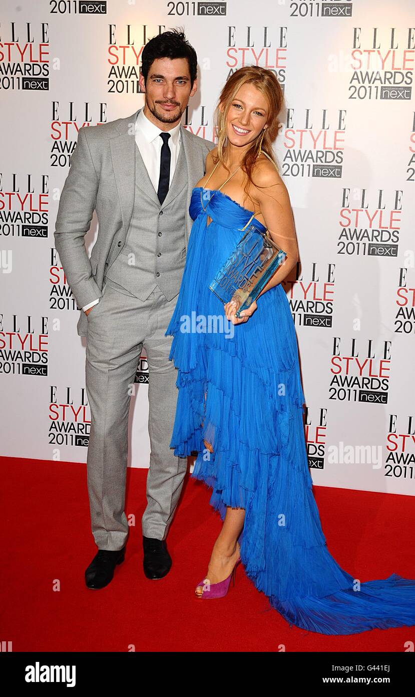Blake Lively with David Gandy and her award for Best TV Star during the ...