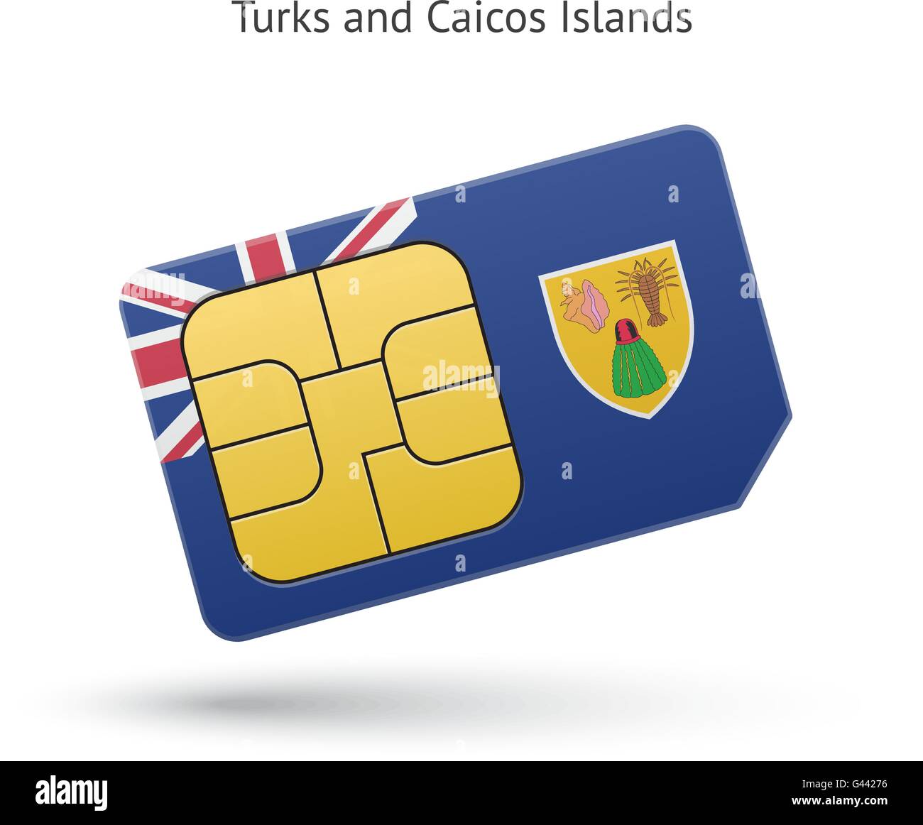 Turks and Caicos Islands mobile phone sim card with flag Stock Vector ...