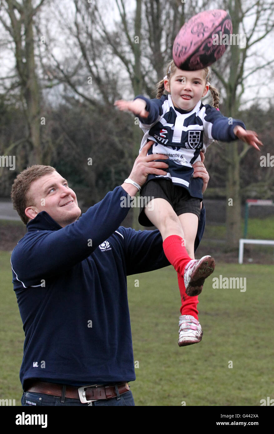 Scotland international Moray Low and three year old Louisa Hamilton ...