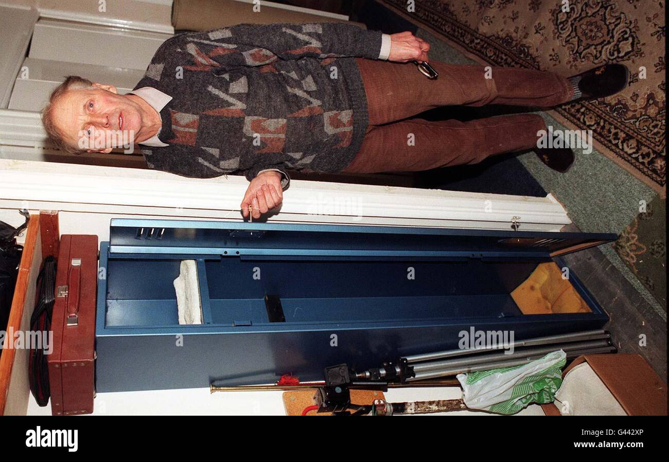 Mr Peter Preston shows his empty gun cabinet from which weapons were ...
