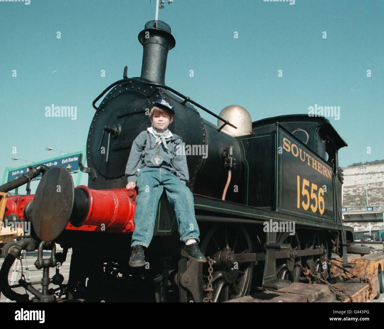 Raphael Beauchaine,8, a French scoolboy train spotter sits on 1556 ...