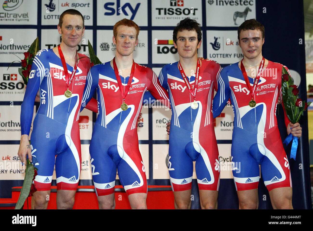 Great Britain's Men's Team Pursuit (left to right) Bradley Wiggins ...
