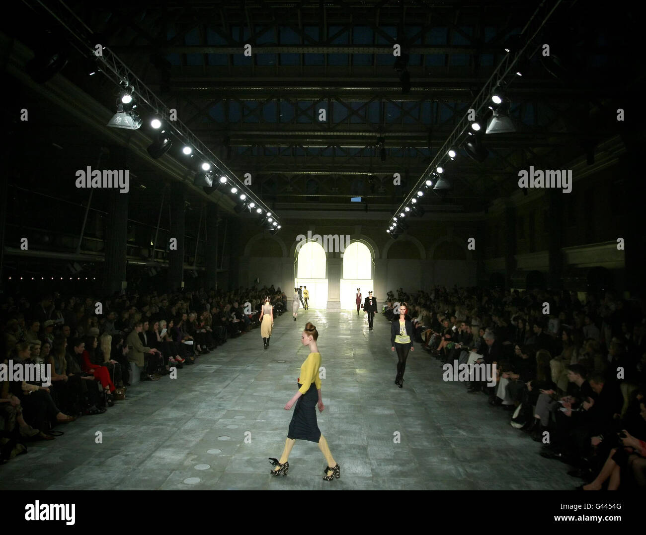 Unique Catwalk - London Fashion Week. Models on the catwalk during the ...