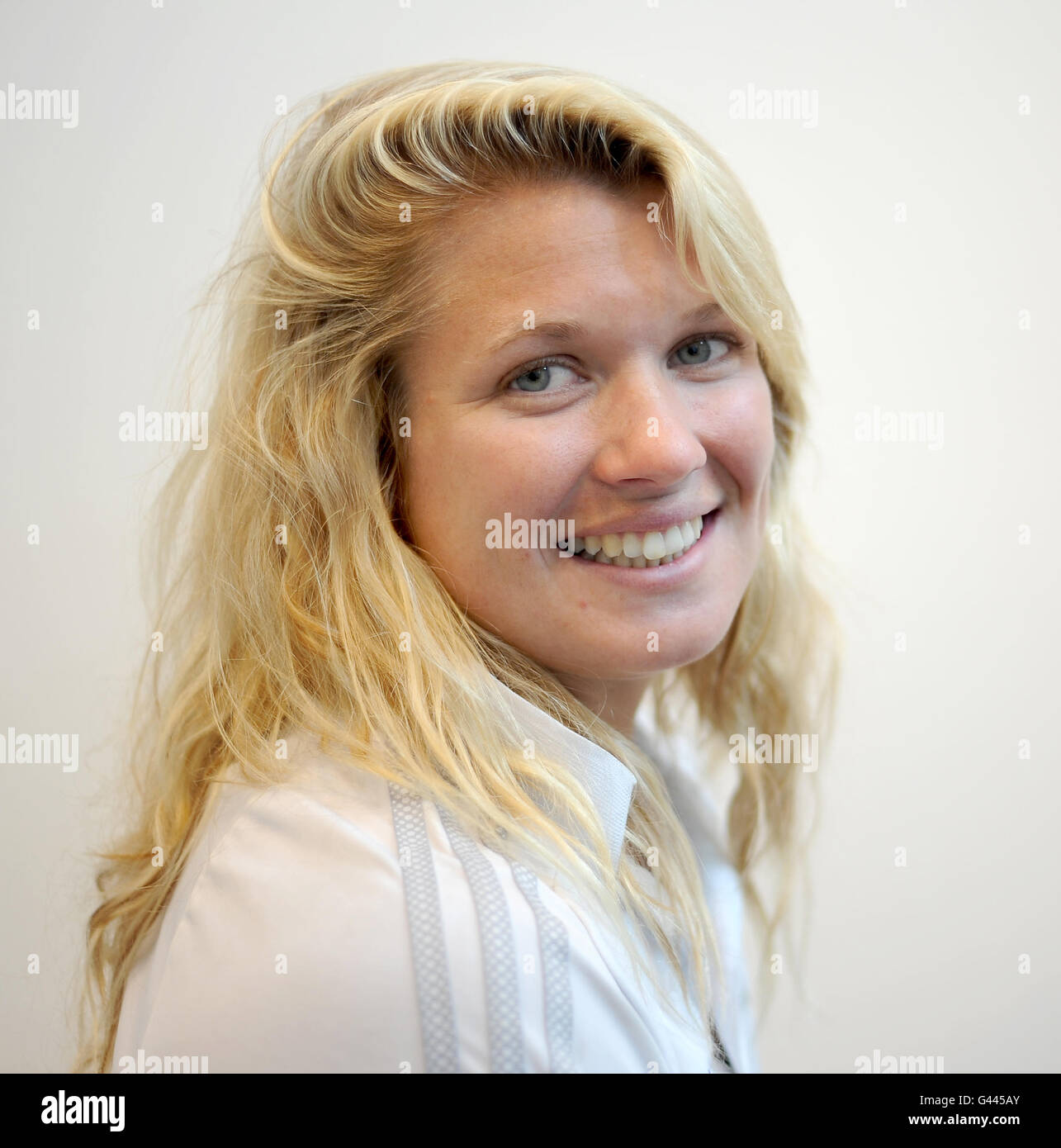 British beach volleyball Olympian Lucy Boulton poses for media during ...