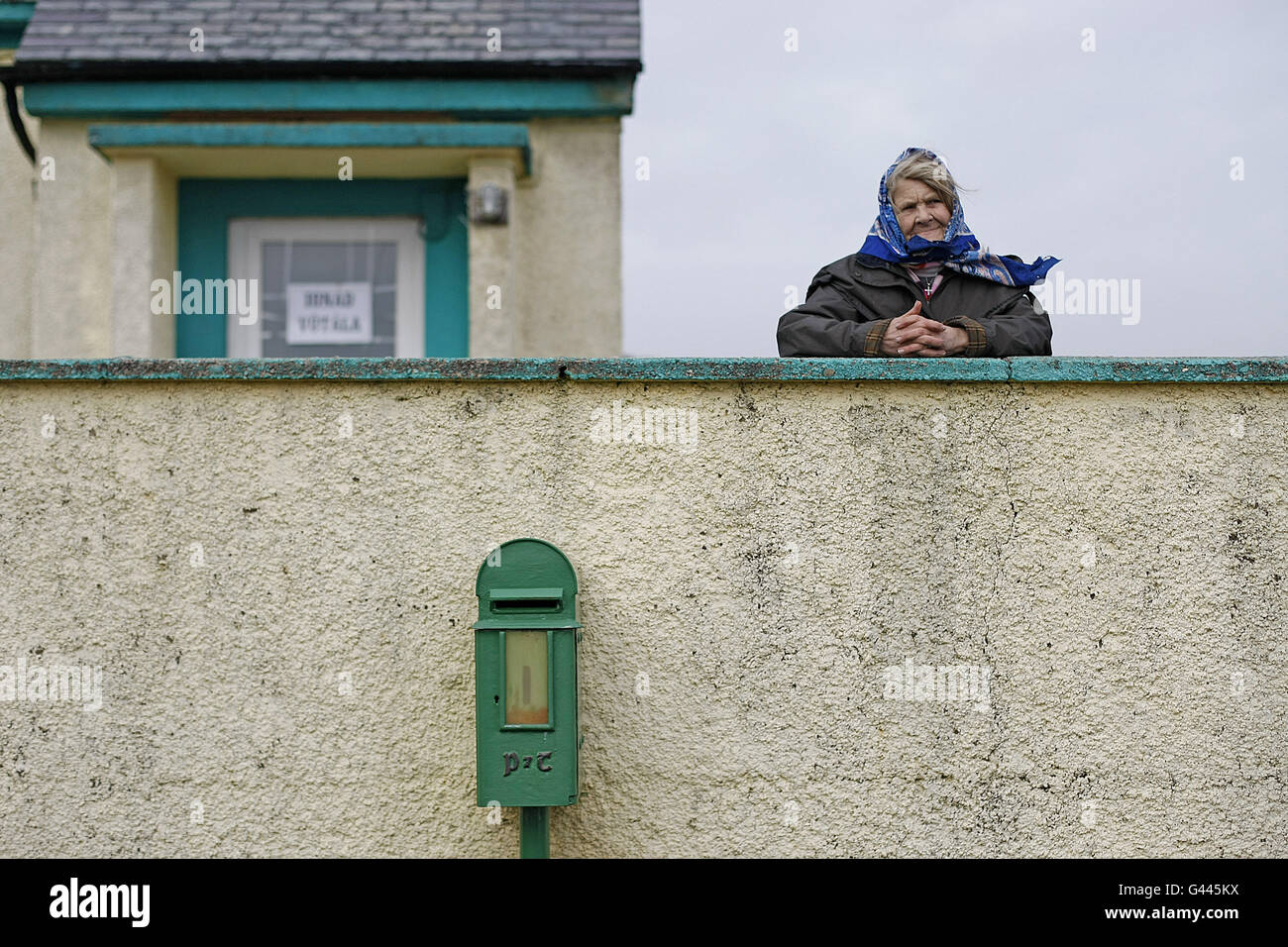 Islander and voter Annie Calvey outside the polling station in Scoil ...