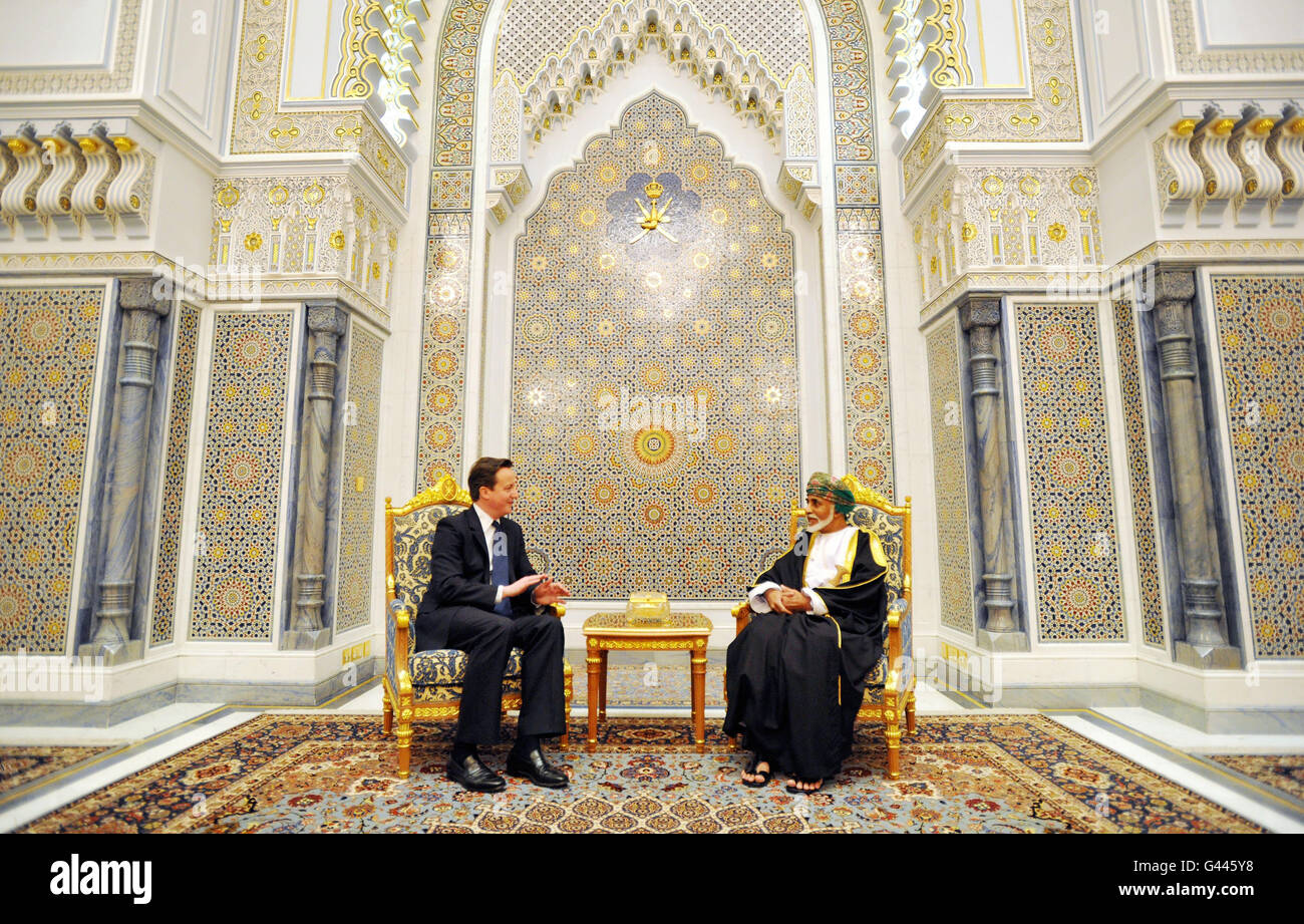 British Prime Minister David Cameron meets with Sultan Qaboos bin Said ...