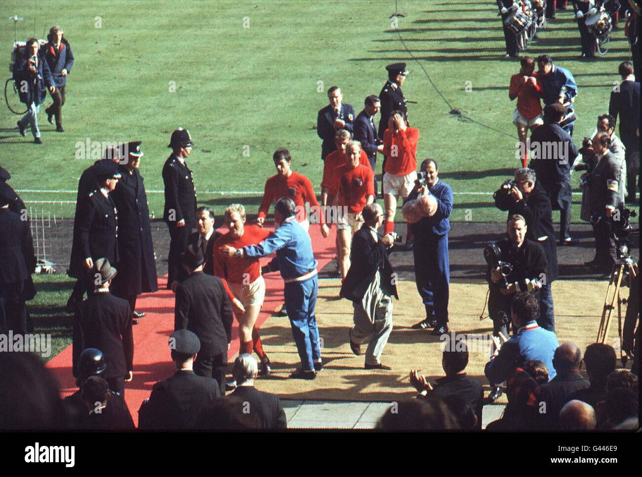 Library file 900/47/12 dated 30.7.66 Captain Bobby Moore leads the team ...