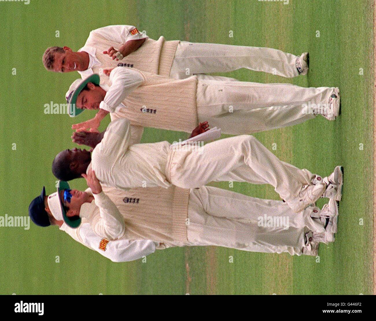 CRICKET Lewis congratulated Stock Photo - Alamy