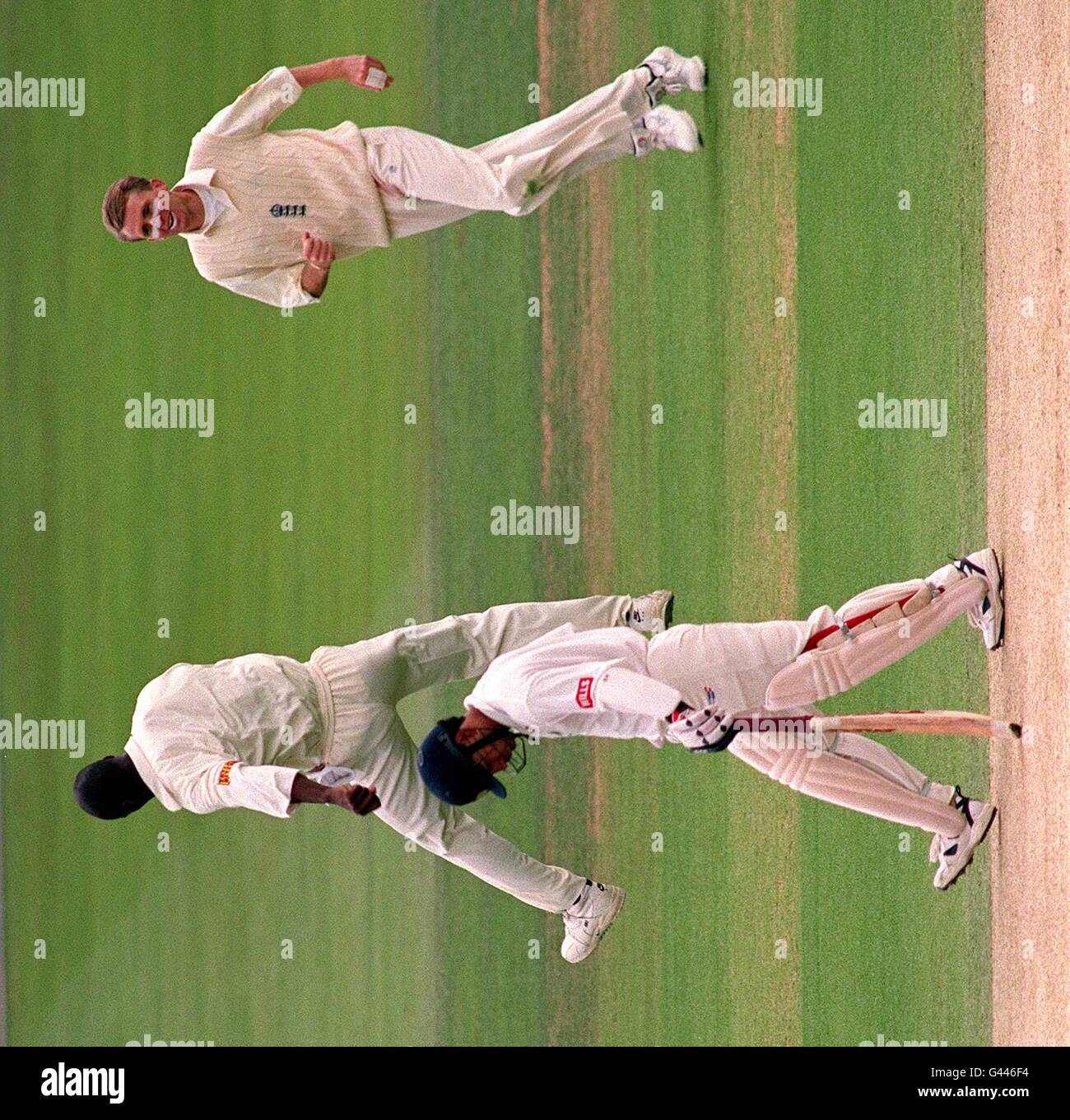 CRICKET Lewis jumps Stock Photo - Alamy