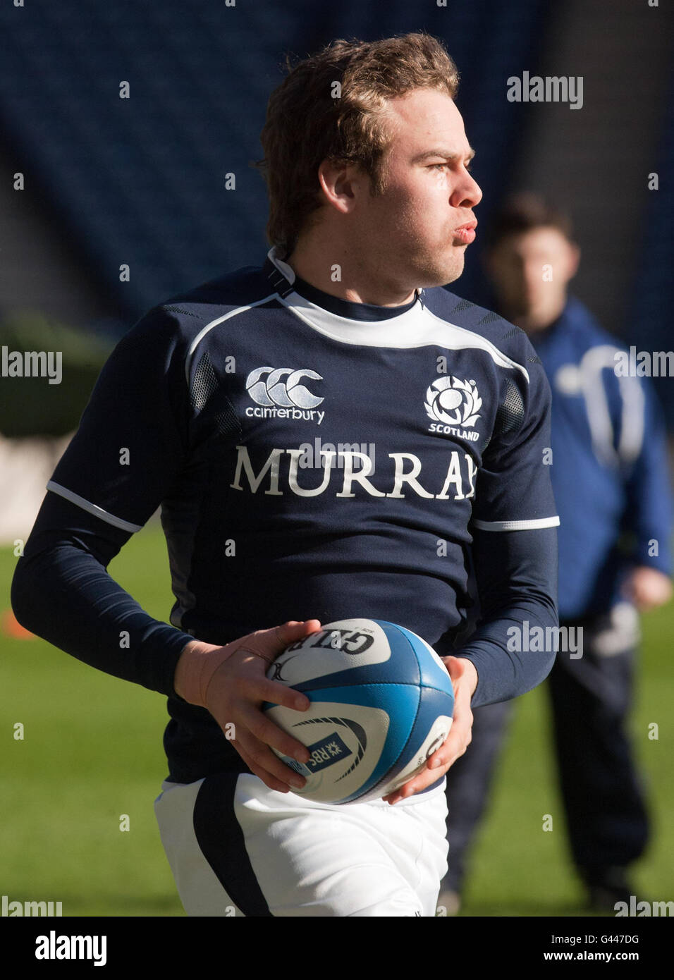Scotlands ruaridh jackson captains run murrayfield hi-res stock ...