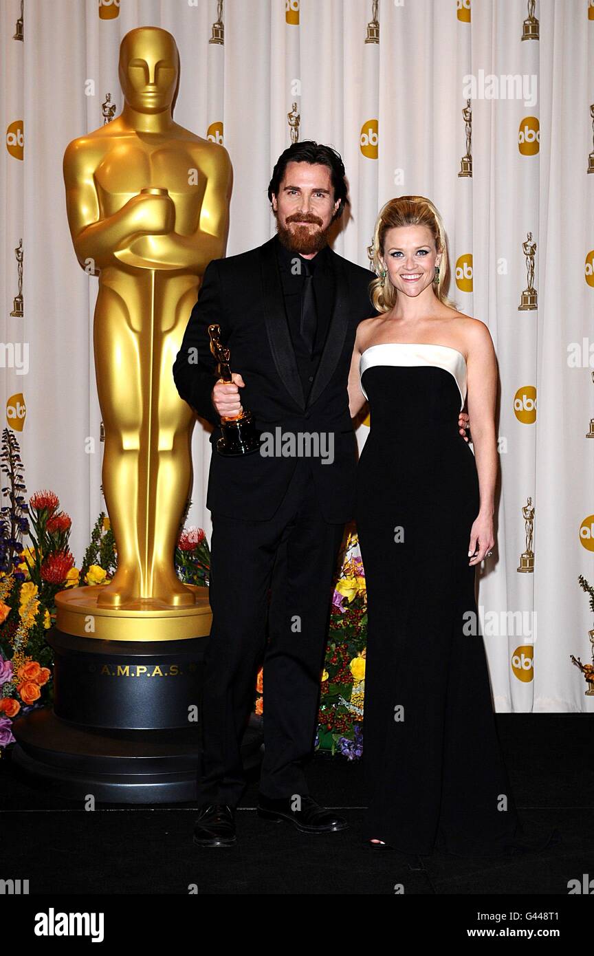 ** Christian Bale with the Best Supporting Actor award, received for ...