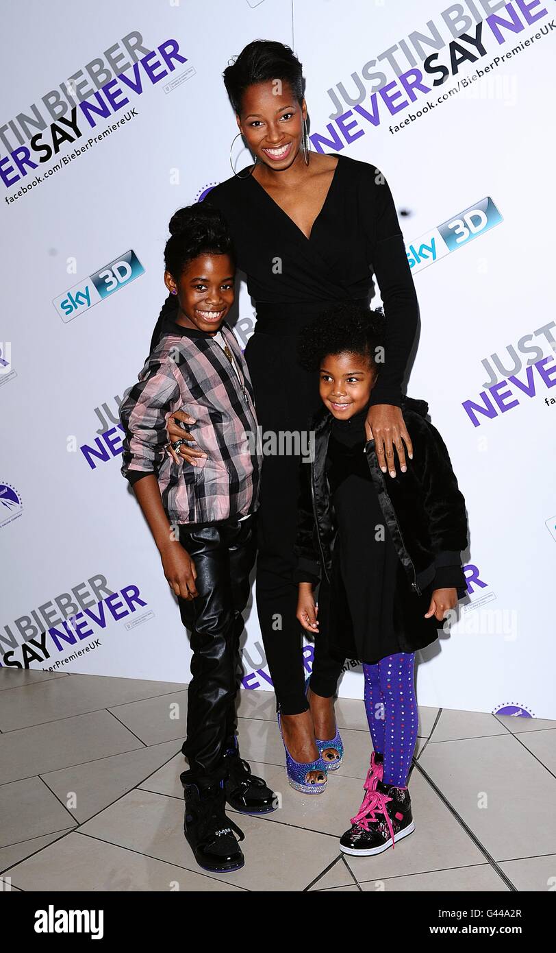 Jamelia with children Teja (left) and Tiani (right) arriving for the ...