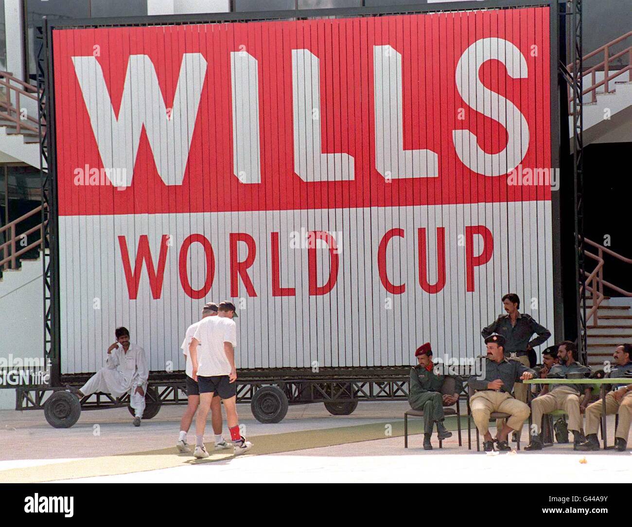 England bowler Dominic Cork limps off the field at the National Stadium ...