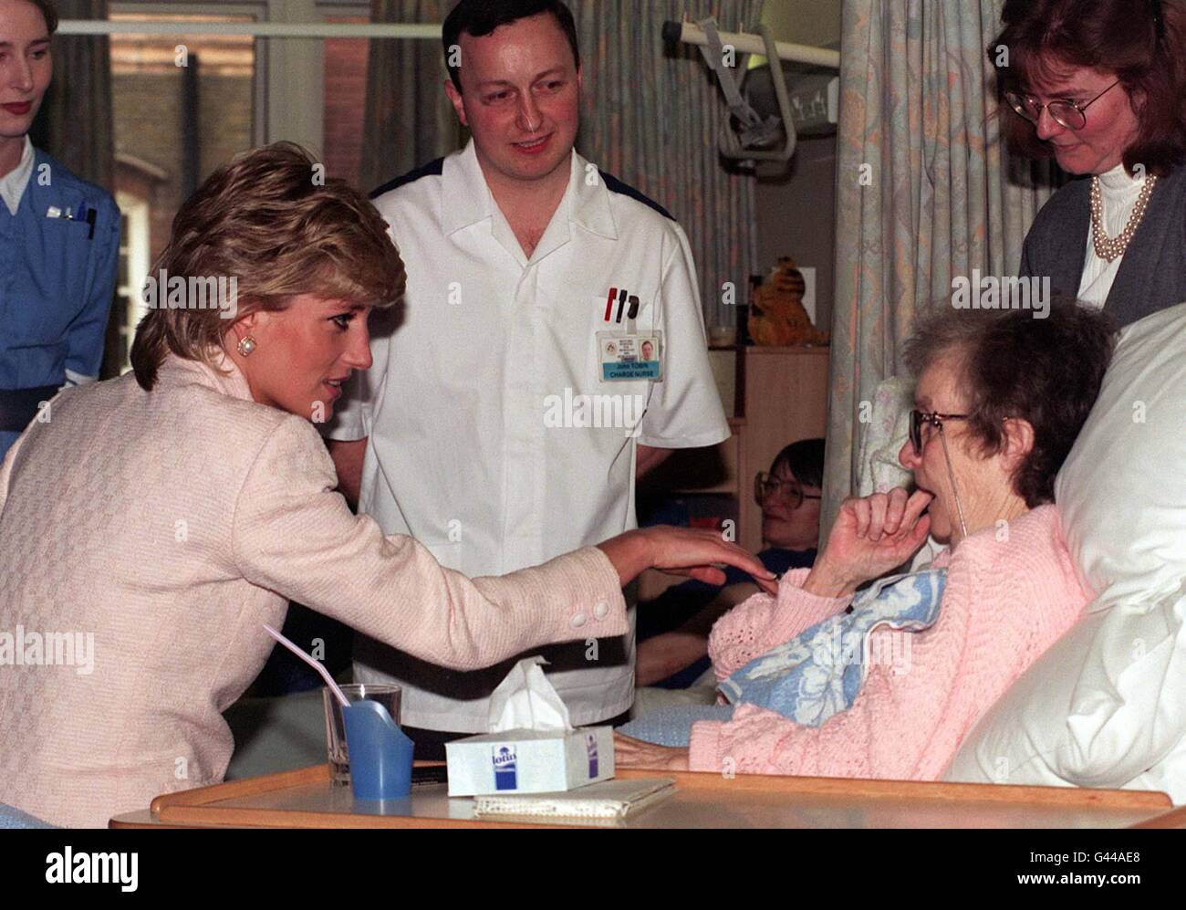 The Princess of Wales talks to Mrs Josephine Lancaster (r) and her ...