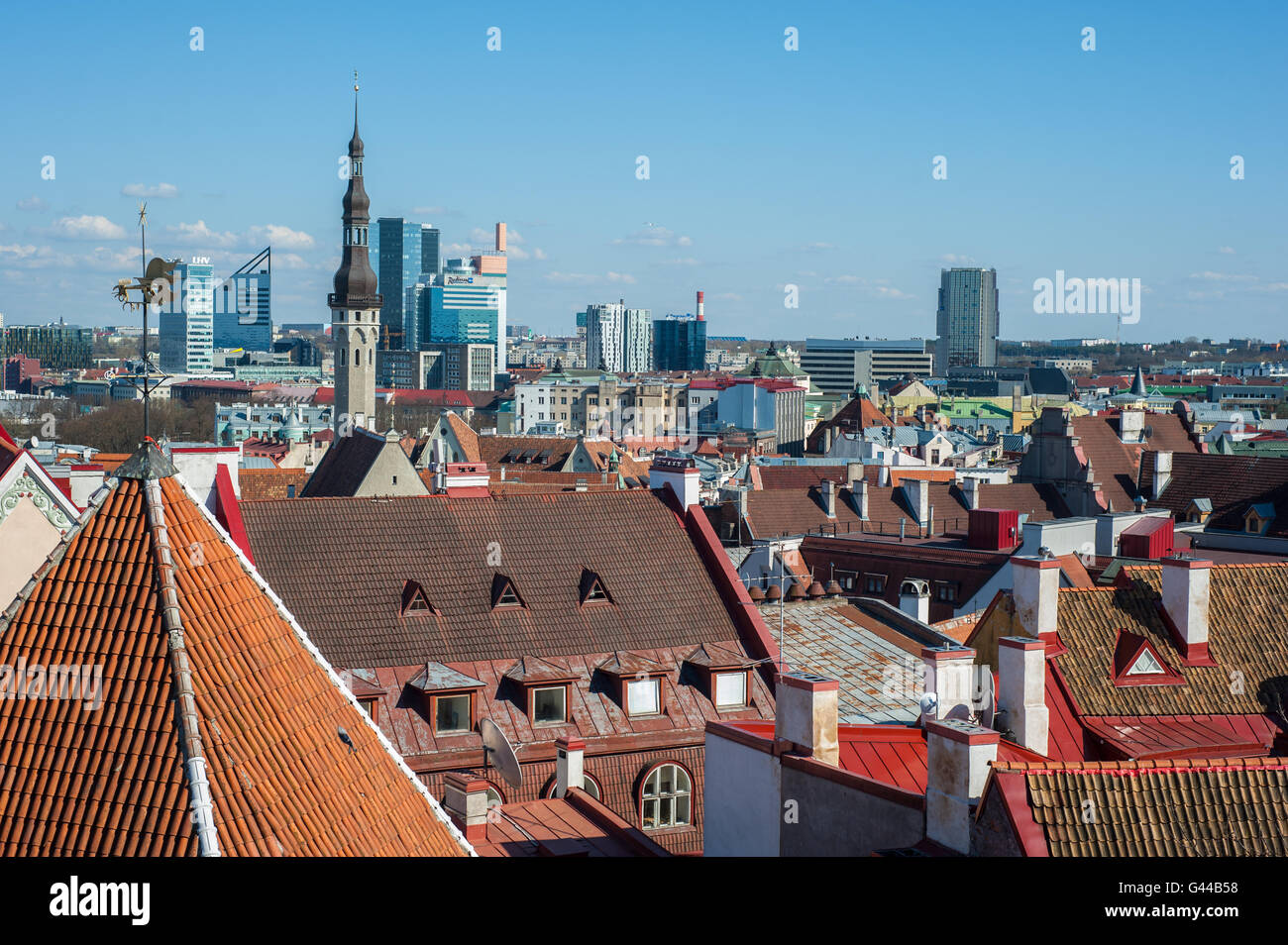 The red rooftops in Tallinn old city center, Europe travel Stock Photo ...