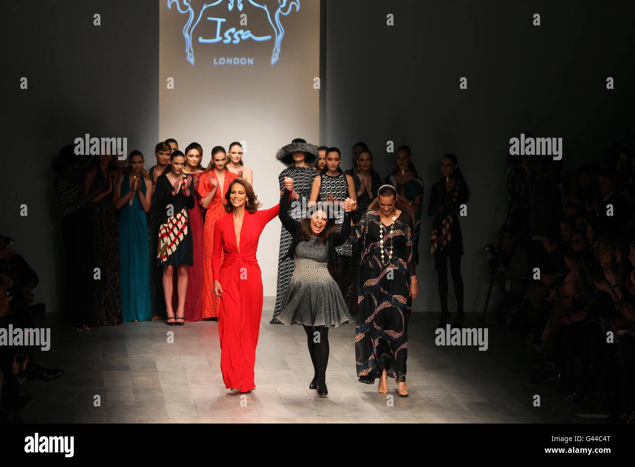 Designer Daniella Issa Helayel (centre) with her models after the show ...