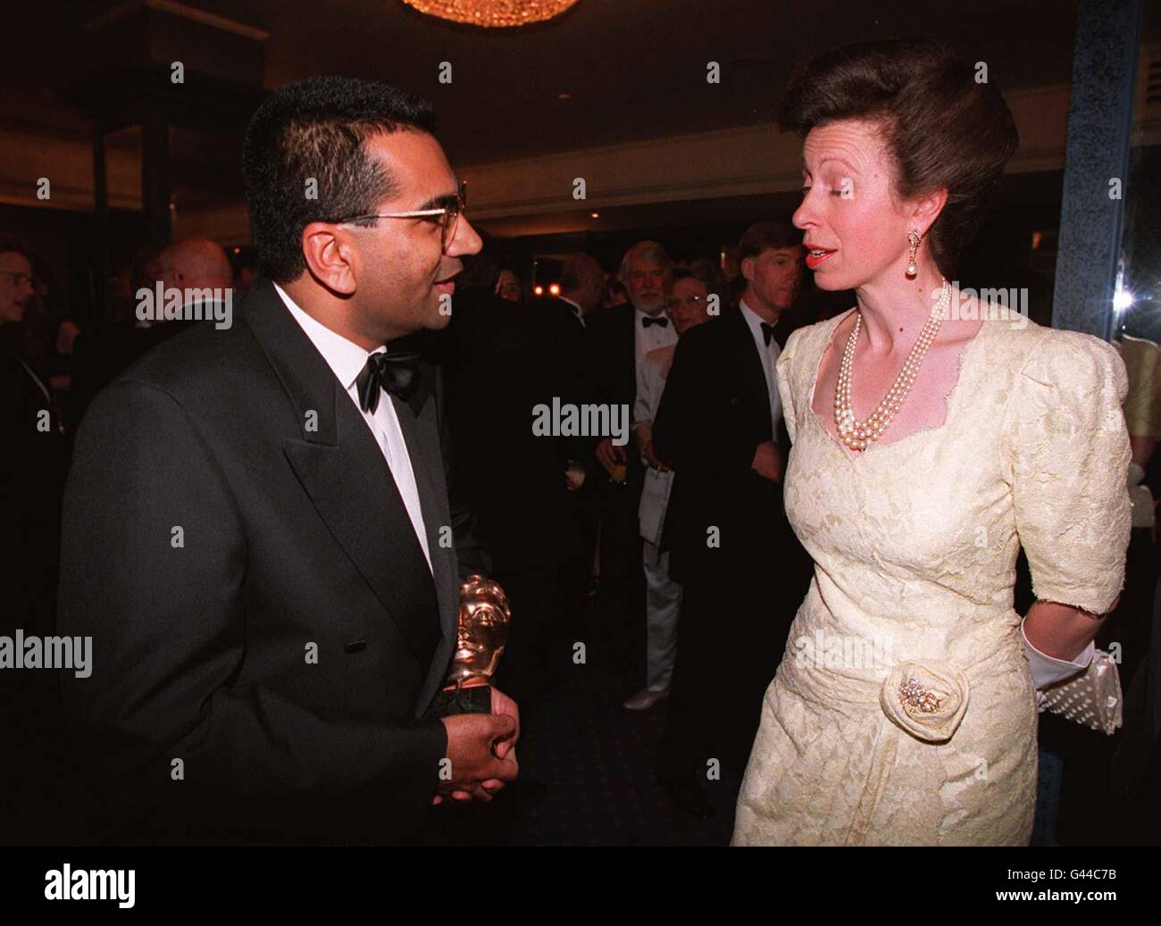 The Princess Royal during a brief meeting with ITN journalist Martin ...