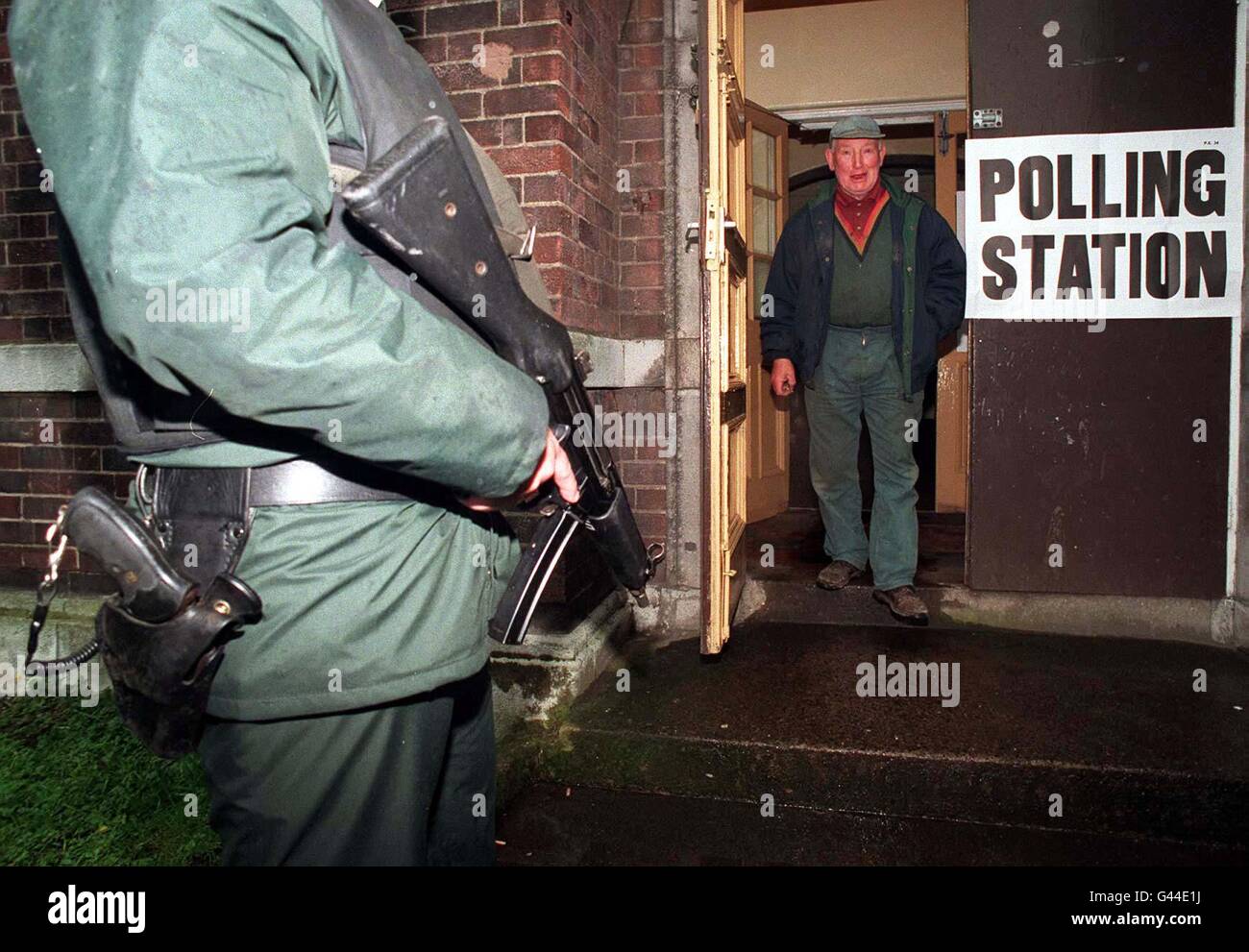 Armed Police at Polling Station Stock Photo - Alamy