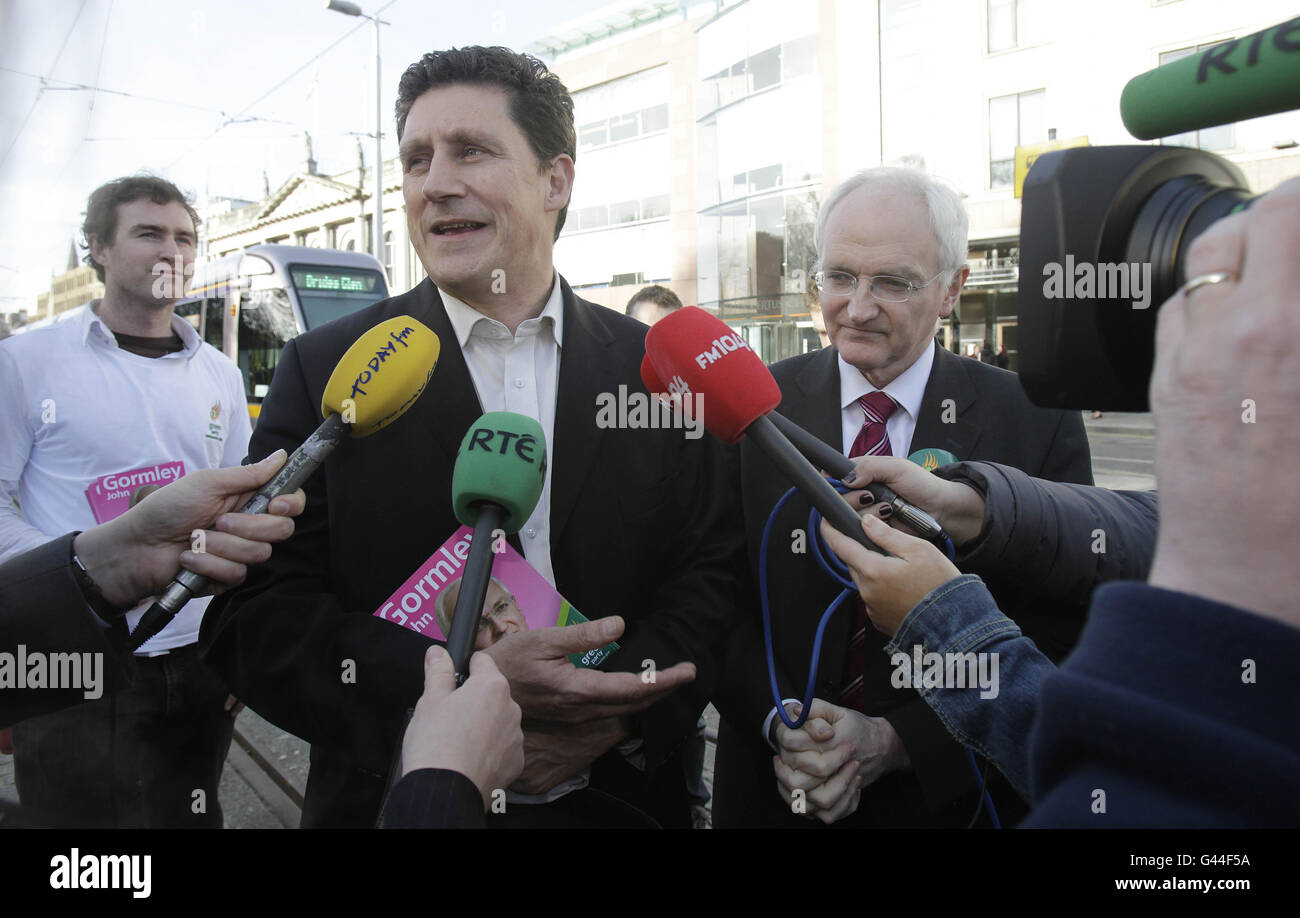 Green Party TD Eamon Ryan (second left) and leader John Gormley (second ...