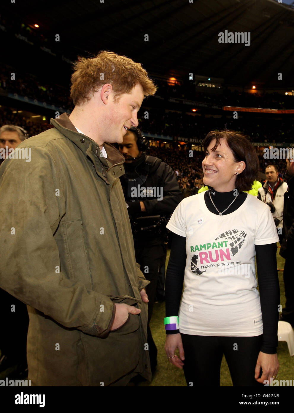 Prince Harry meets runners taking part in the "Rampant Run" in aid of ...