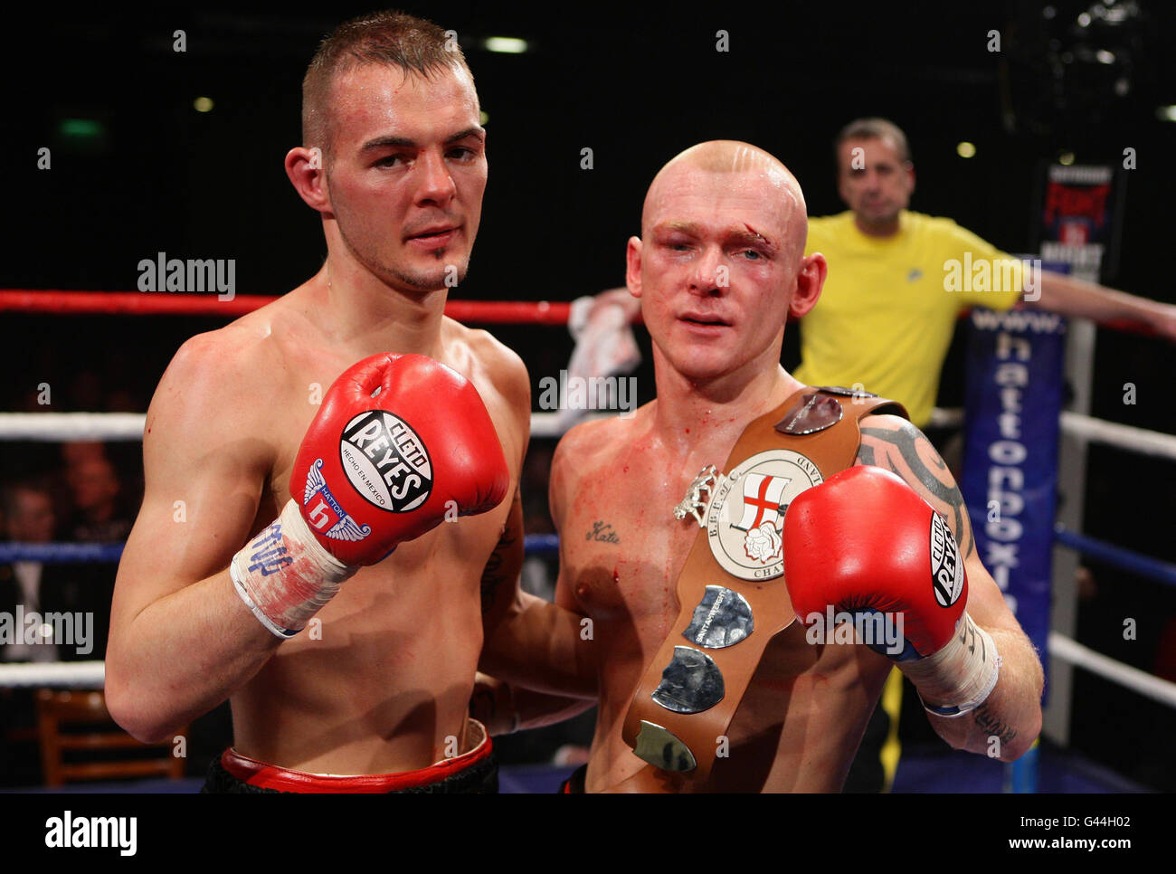 Craig Lyon (right) and Josh Wale after their fight was called as a draw ...