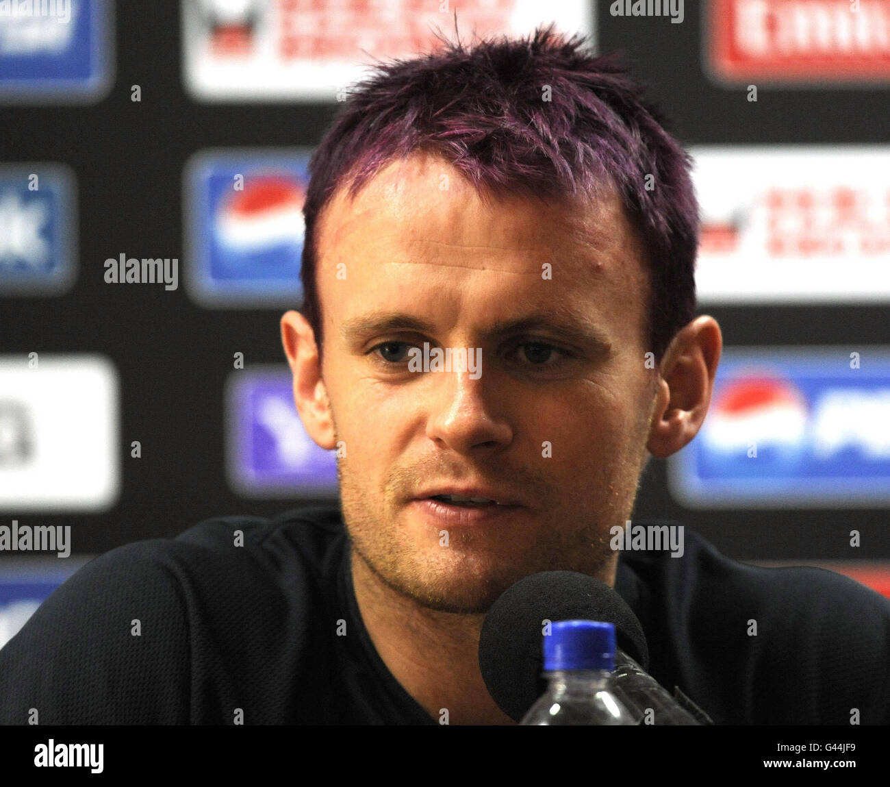 Ireland's captain William Porterfield, with dyed hair during a press ...