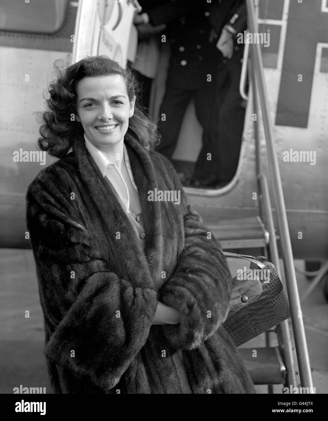 American Actress Jane Russell Who Has Just Flown In From Paris To London Airport To Attend The