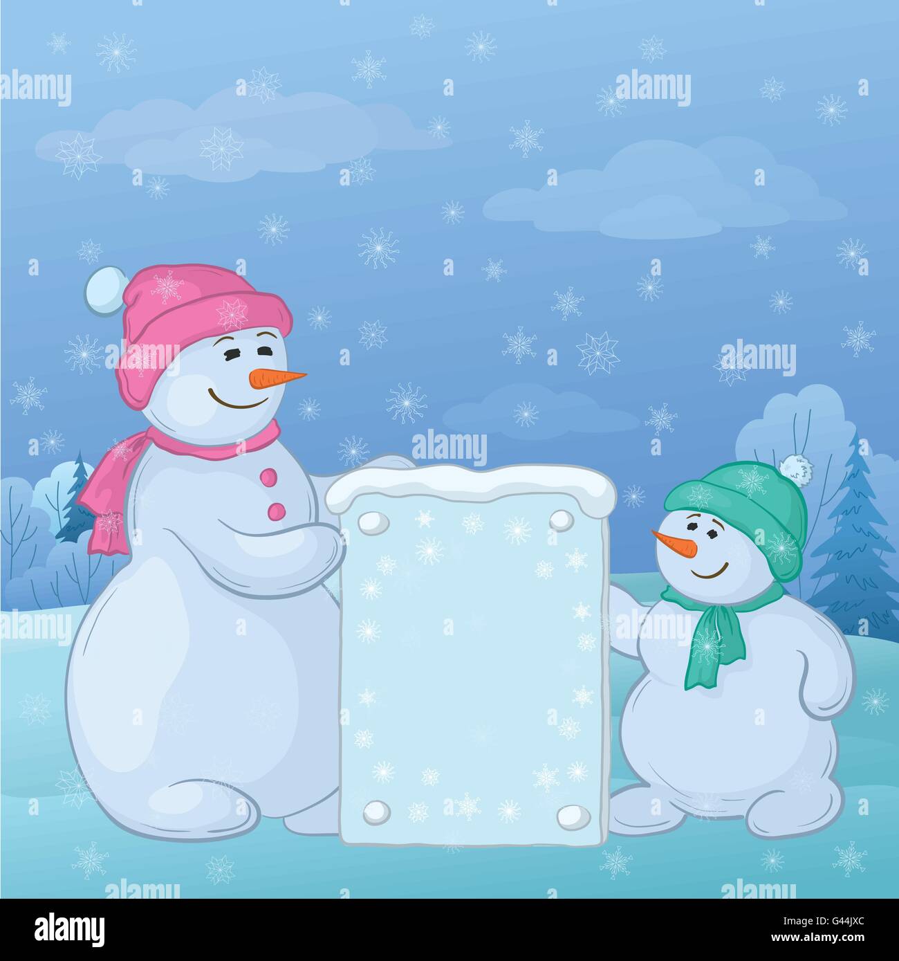 Snowmens with sign Stock Vector Image & Art - Alamy
