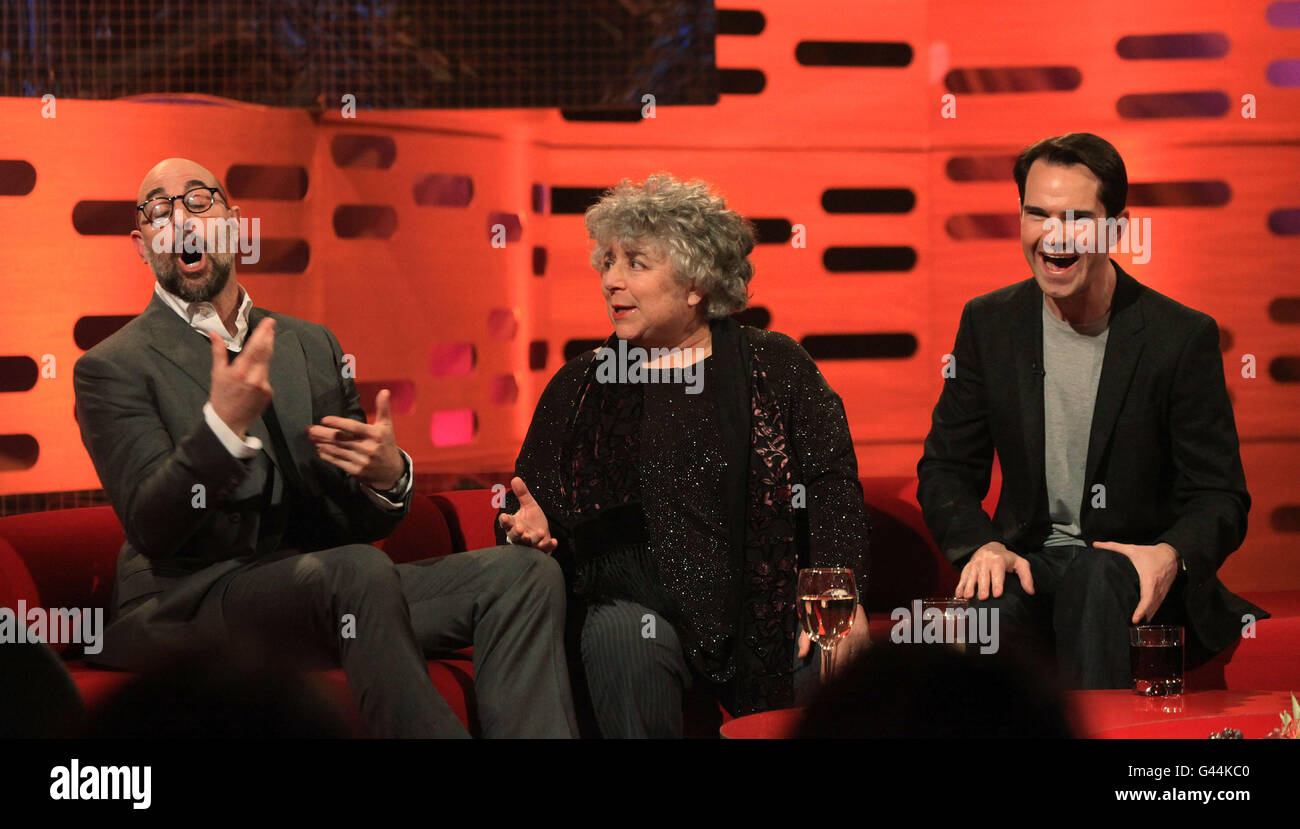 Guests (left to right) Stanley Tucci, Miriam Margolyes and Jimmy Carr ...