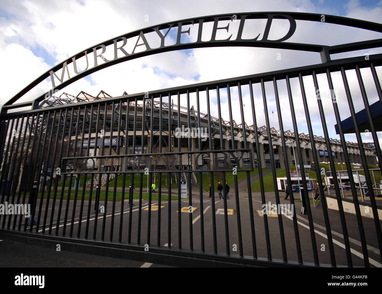 Rugby stadium ground stands gv gates name scottish rugby hi-res stock ...