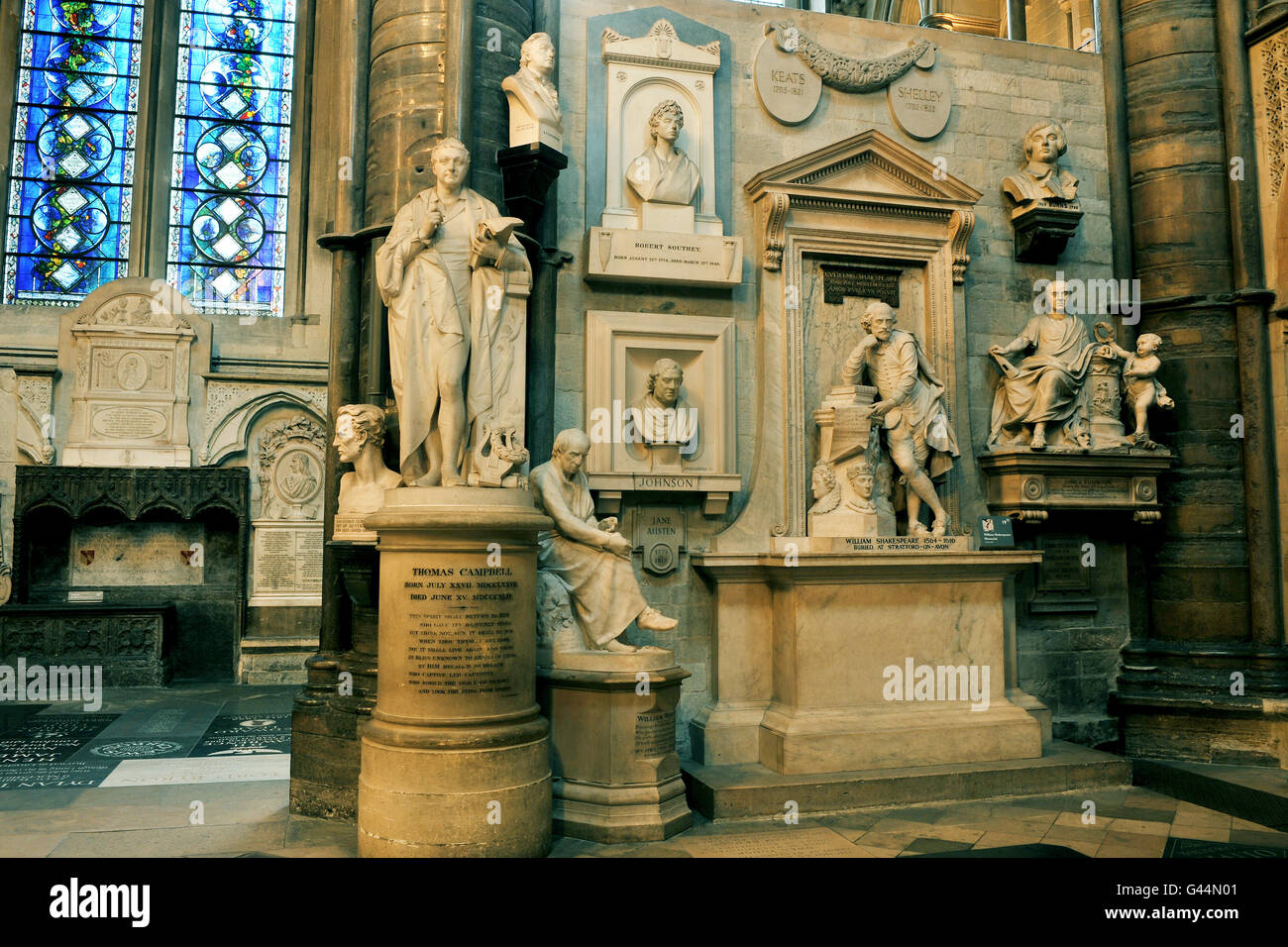 The Poets Corner in Westminster Abbey central London Stock Photo - Alamy