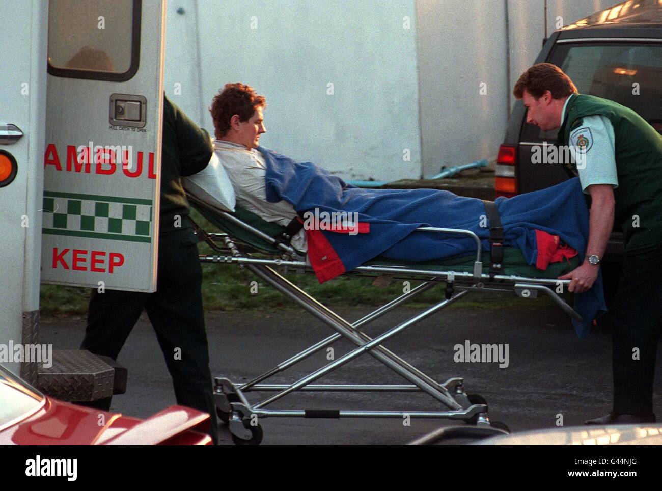 Out of action, top National Hunt jockey Mark Dwyer is stretchered into ...