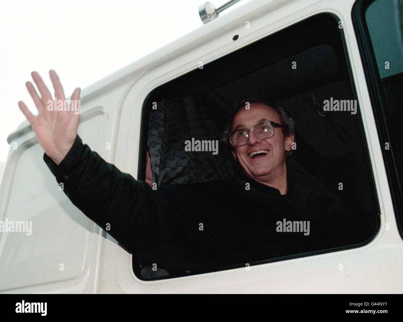 Was the first lorry driver to board ferry in calais hi-res stock ...